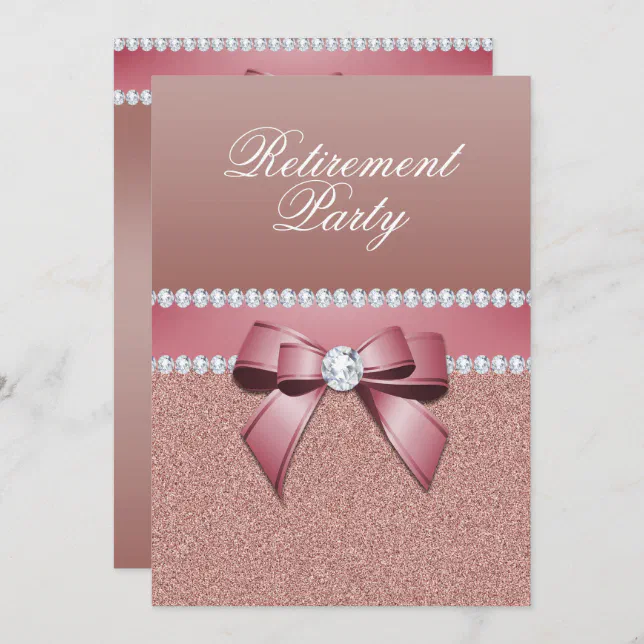 Romantic Rose Gold Retirement Party Invitation | Zazzle