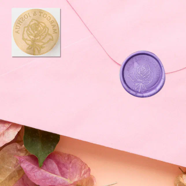Romantic Rose Names Curved Text Wedding Wax Seal Stamp | Zazzle