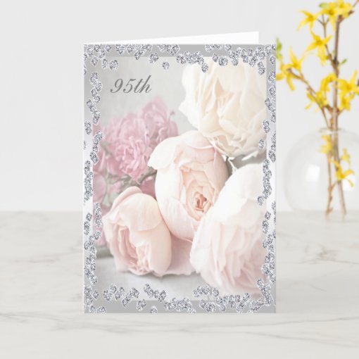 Romantic Roses & Diamonds 95th Birthday Card | Zazzle