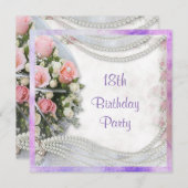 Romantic Roses & Pearls 18th Birthday Party Invitation | Zazzle