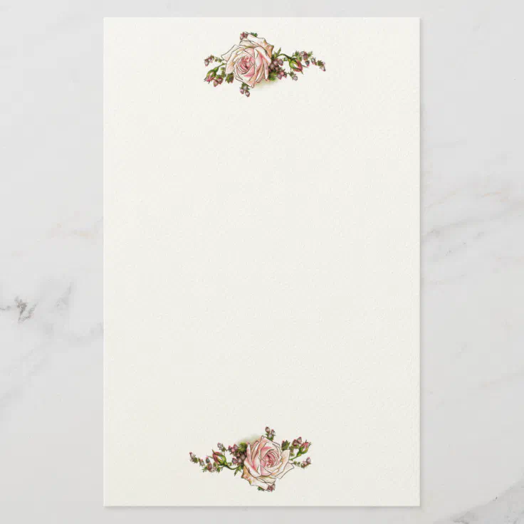 Romantic Roses Rosebuds Elegant Vintage Victorian Stationery | Zazzle