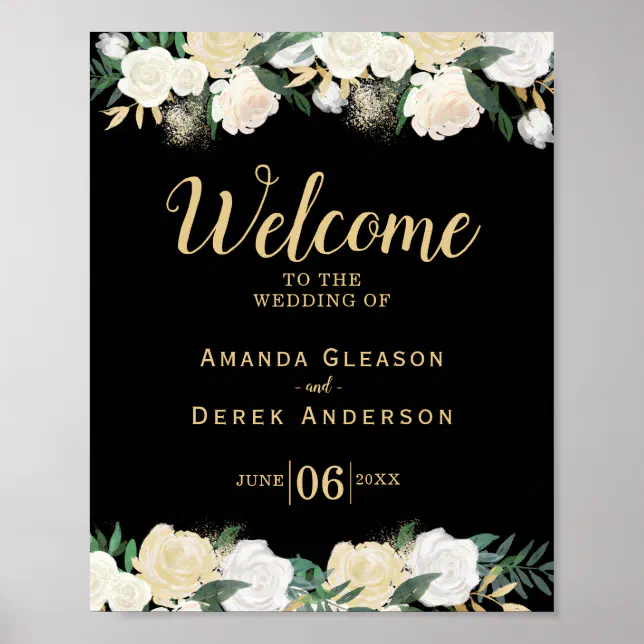 Romantic Roses Wedding Theme Welcome Sign 8x10 | Zazzle