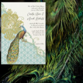 Romantic Rustic Mint Peacock Damask Wedding Invitation | Zazzle