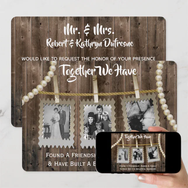 Romantic & Rustic Vow Renewal w/Photos Invitation | Zazzle