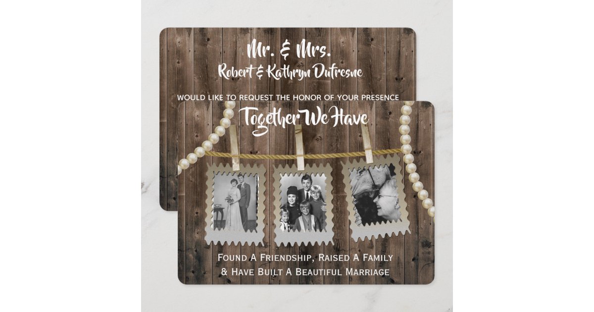 Romantic & Rustic Vow Renewal w/Photos Invitation | Zazzle