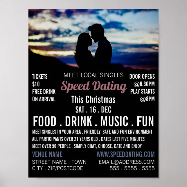 Romantic Scene, Speed Dating Event Advertising Poster | Zazzle