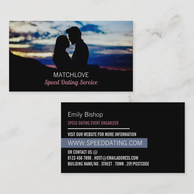 Romantic Scene, Speed Dating Event Organizer Business Card | Zazzle