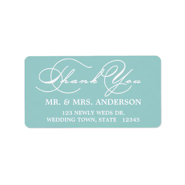 ROMANTIC SCRIPT | WEDDING THANK YOU ADDRESS LABEL | Zazzle