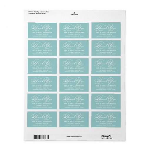 ROMANTIC SCRIPT | WEDDING THANK YOU ADDRESS LABEL | Zazzle