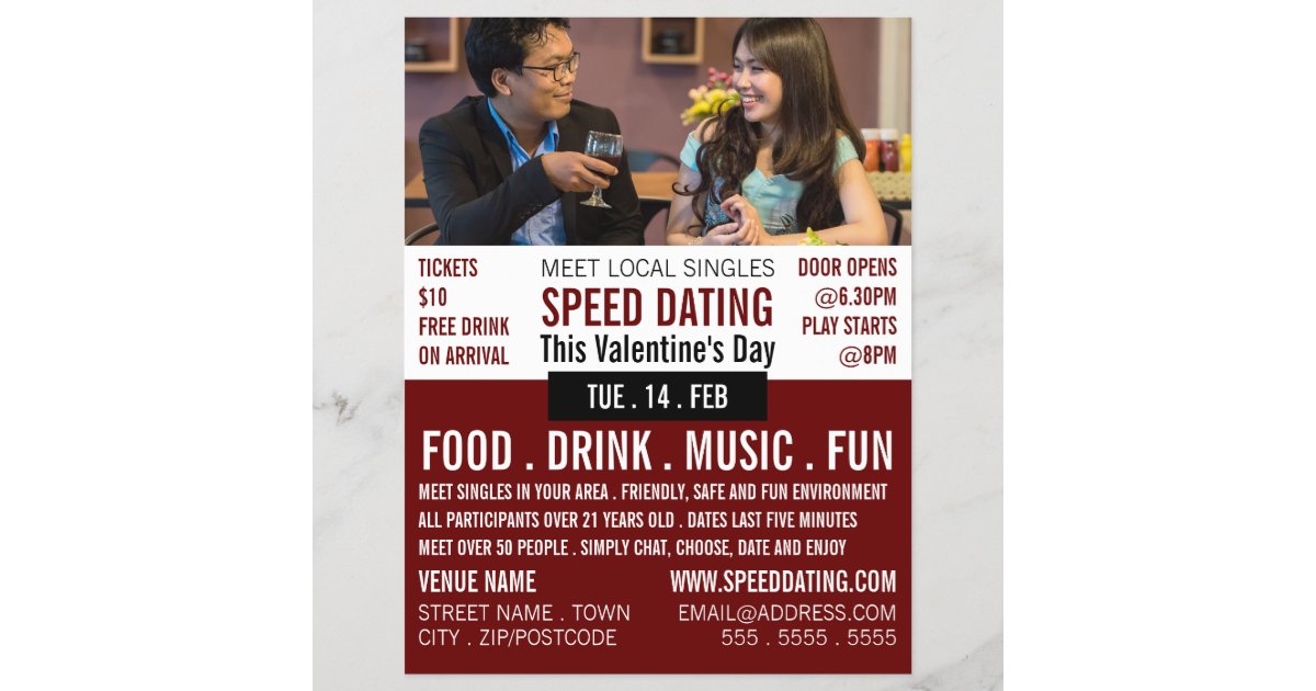 Romantic Setting, Speed Dating Event Advertising Flyer | Zazzle