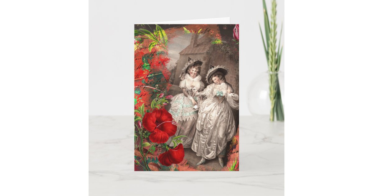 Romantic Shakespeare Love Letter Scene Vintage Card | Zazzle