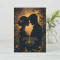 Romantic Silhouette with Elegant Gold Background Invitation | Zazzle