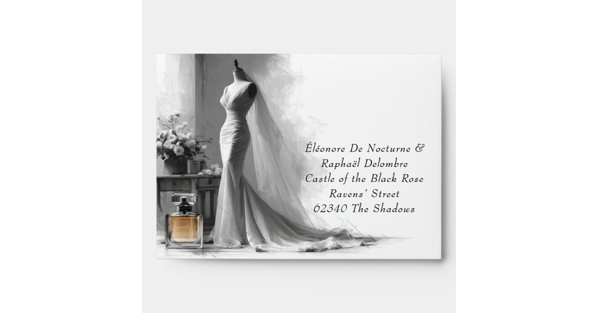 Romantic Sketch Wedding Envelope Vintage Perfume | Zazzle