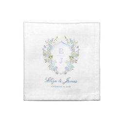 Romantic Soft Blue Monogram Crest Wedding Cloth Napkin | Zazzle