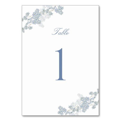 Romantic Soft Blue Vintage Floral Wedding Table Number | Zazzle