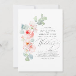 Romantic Soft Pink Flowers Summer Garden Wedding Invitation | Zazzle