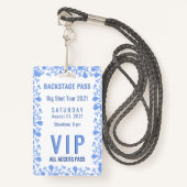 Romantic Soft Pretty Blue Floral VIP Pass Badge | Zazzle