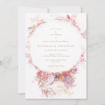 Romantic Spring Pink Flowers Wedding Invitation | Zazzle