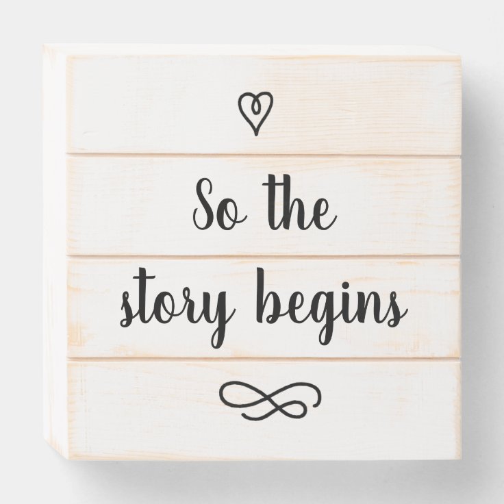 Romantic Storybook Wedding Theme Calligraphy Wooden Box Sign | Zazzle