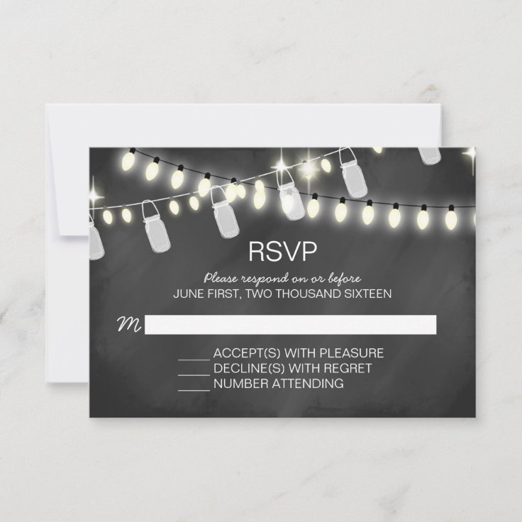Romantic String Lights RSVP Cards | Zazzle