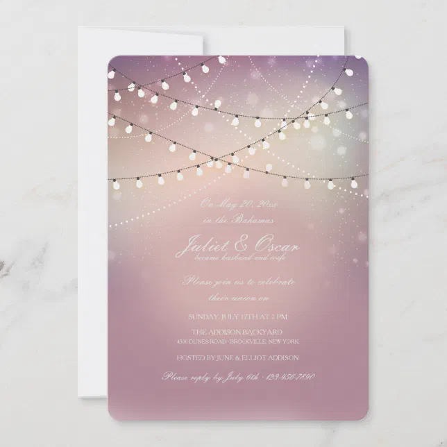 Romantic Strung Lights Post Wedding Invitation | Zazzle