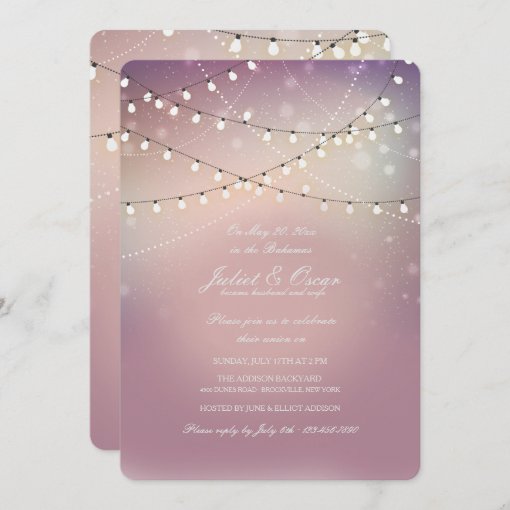 Romantic Strung Lights Post Wedding Invitation | Zazzle