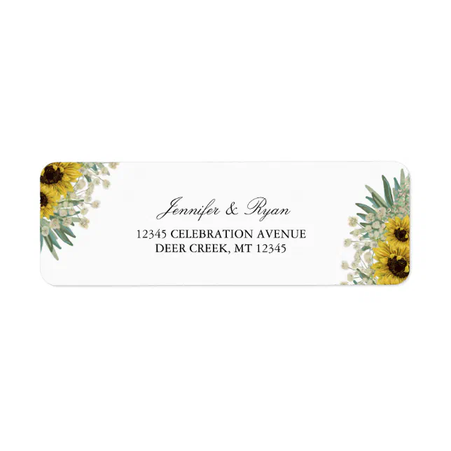 Romantic Sunflower Watercolor Label | Zazzle
