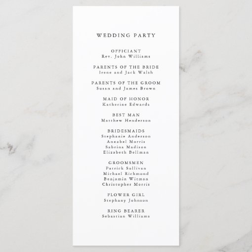 Romantic Swirly Calligraphy Wedding Ceremony Program | Zazzle