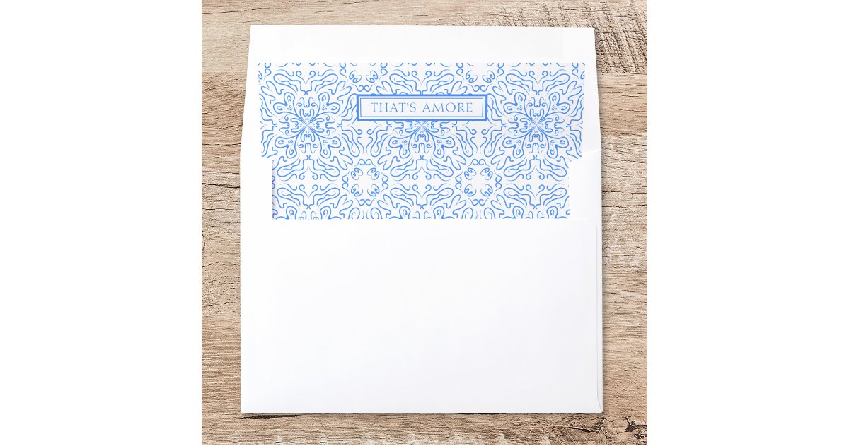 Romantic "That's Amore" Blue Tiles Italian Wedding Envelope Liner | Zazzle