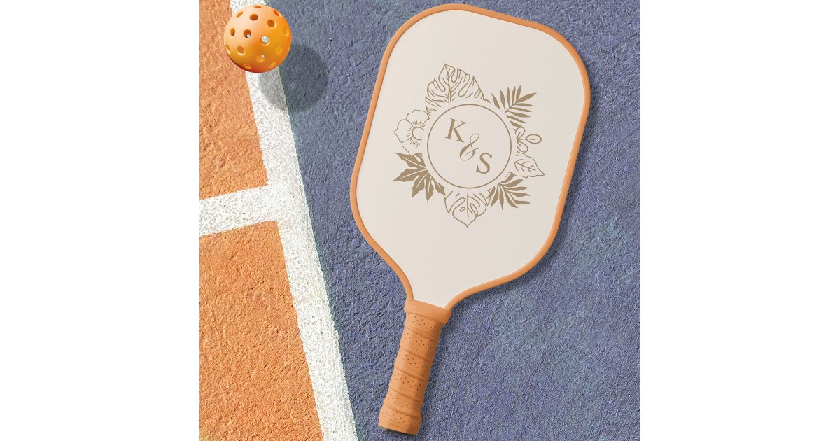 Romantic Tropical Greenery Wedding Pickleball Paddle | Zazzle