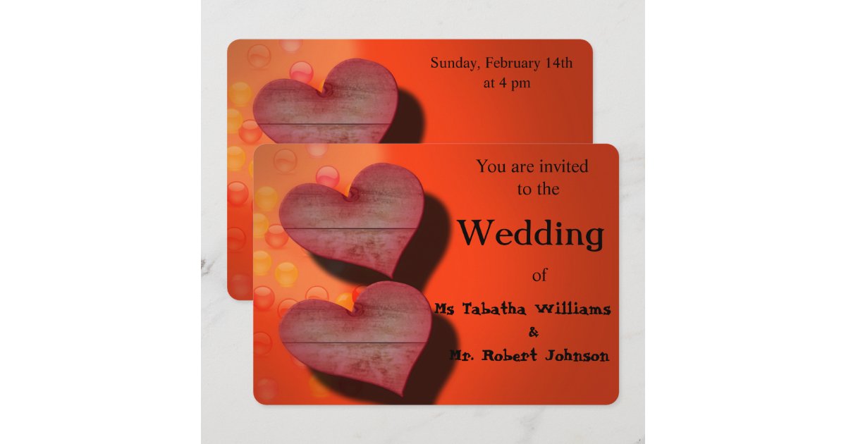 Romantic Two Hearts Wedding Invitation | Zazzle