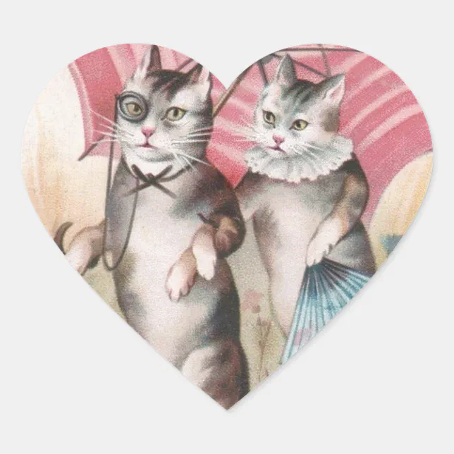 Romantic Victorian Cats Scrapbook Sticker | Zazzle