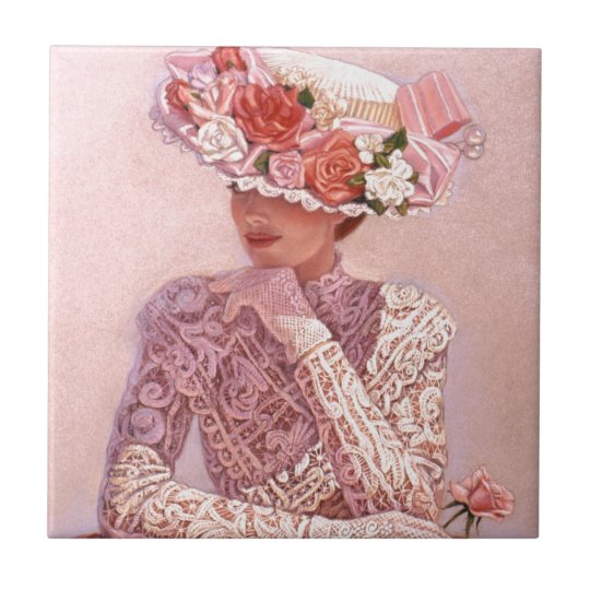 Romantic Victorian Lady Ceramic Tile | Zazzle.com