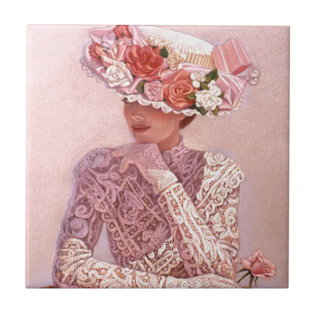 Romantic Victorian Lady Ceramic Tile | Zazzle