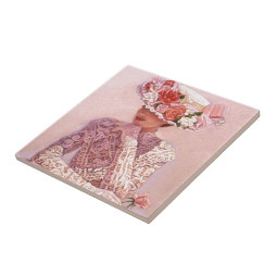 Romantic Victorian Lady Ceramic Tile | Zazzle