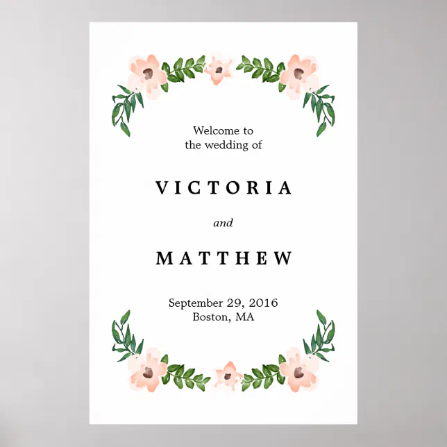 Romantic Vines Large Wedding Welcome Sign | Zazzle