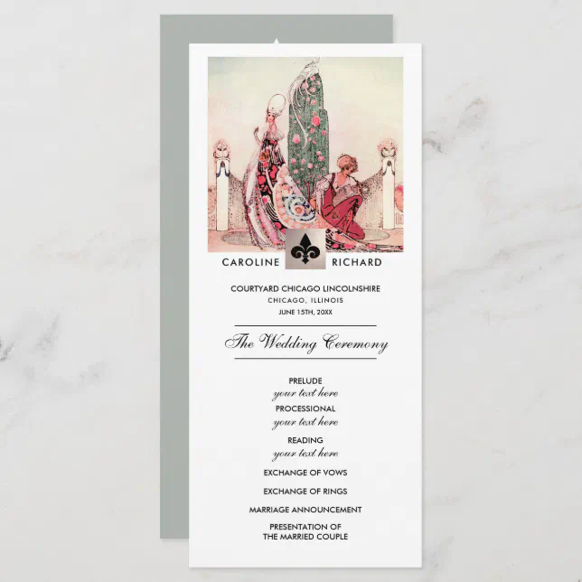 Romantic Vintage Art Custom Wedding Program | Zazzle