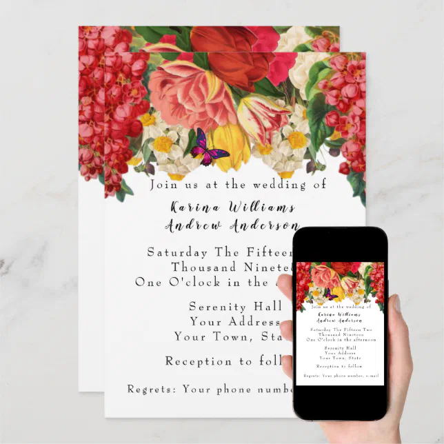 Romantic Vintage Floral Wedding Invitation | Zazzle