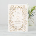 Romantic Vintage Gold Floral Frame Wedding Invitation | Zazzle