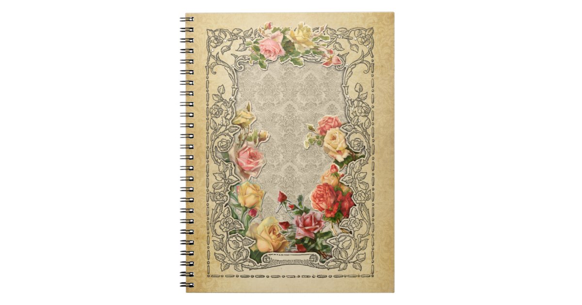 Romantic Vintage Sculpted Style Roses Notebook | Zazzle