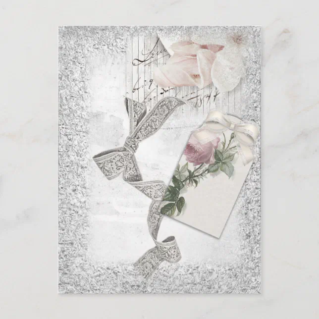 Romantic Vintage Silver Elegance Postcard | Zazzle