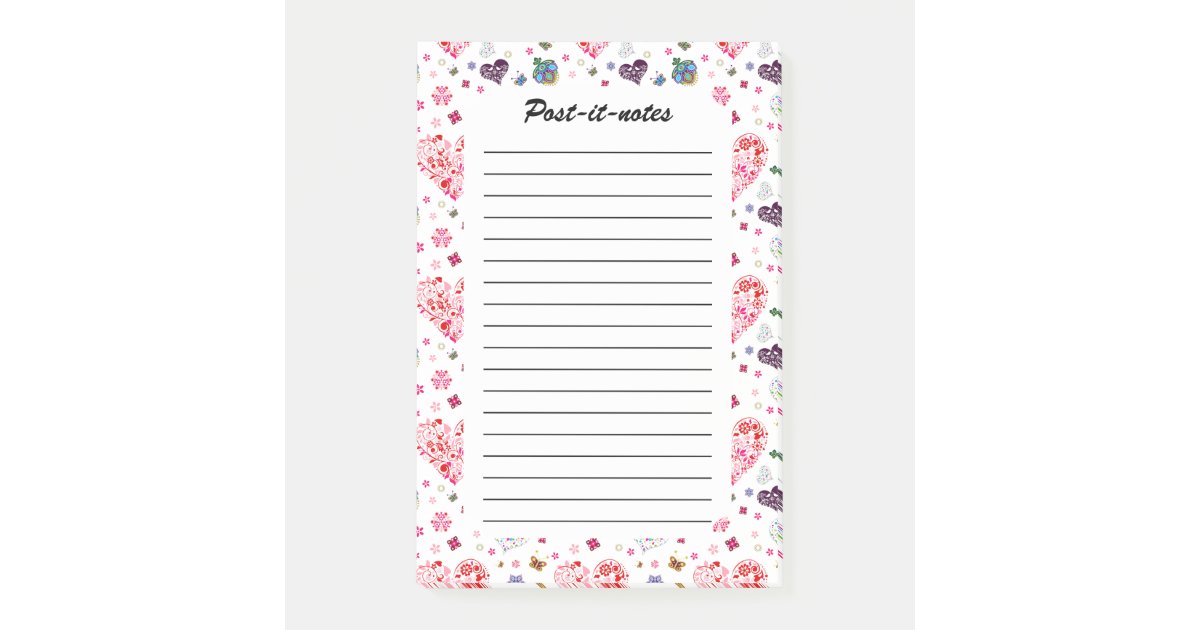 Romantic Vintage Spring Blush Pink Heart Flowers Post-it Notes | Zazzle