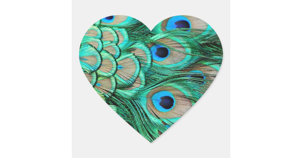romantic vintage turquoise teal peacock wedding heart sticker | Zazzle