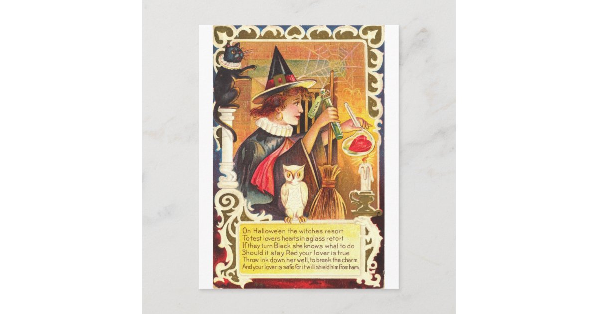 Romantic Vintage Witch Postcard | Zazzle
