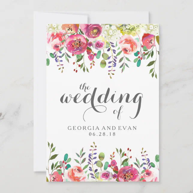 Romantic Watercolor Floral Wedding Invitations | Zazzle