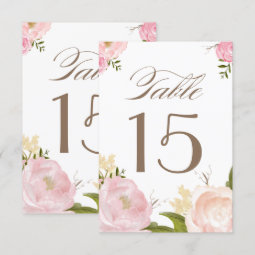 Romantic Watercolor Flowers Table Numbers Card | Zazzle
