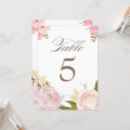 Romantic Watercolor Flowers Table Numbers Card | Zazzle