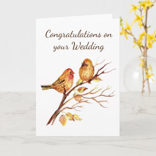 Romantic Wedding Bird Couple Congratulations Card | Zazzle