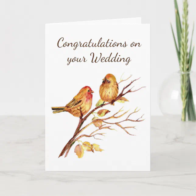 Romantic Wedding Bird Couple Congratulations Card | Zazzle