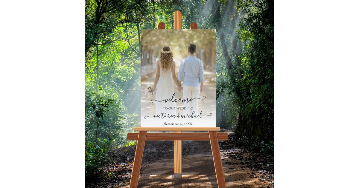 Romantic Wedding Couple Photo Welcome Sign | Zazzle